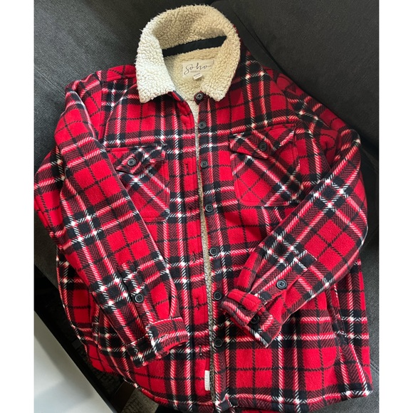 Soho Threads | Jackets & Coats | Red And Black Plaid Jacket | Poshmark